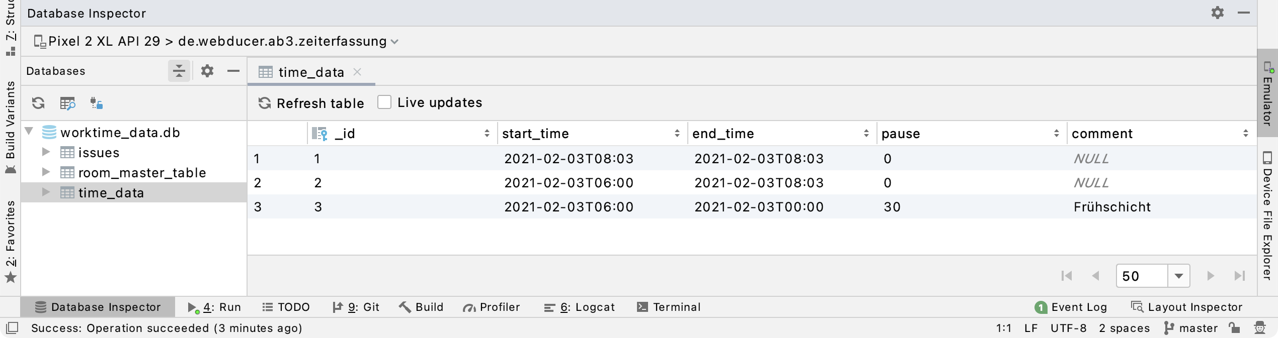 SQLite Browser in Android Studio | WD Tech Blog